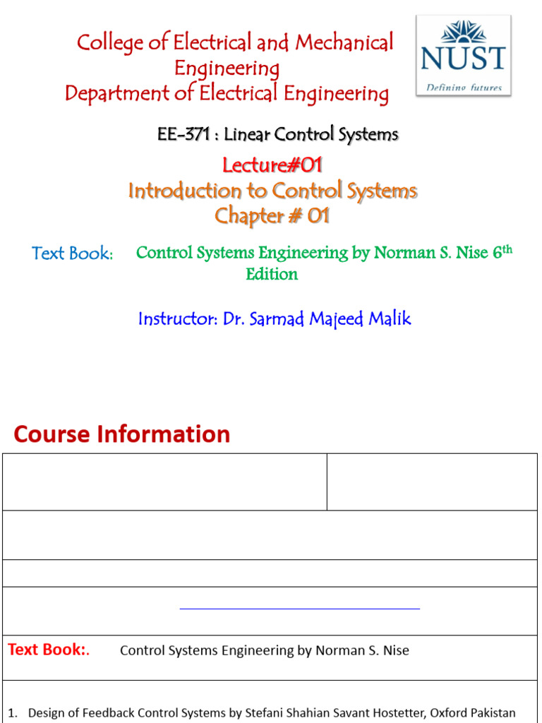 Lecture 01+02 introduction | PDF | Feedback | Control Theory Lecture 01+02 introduction | PDF | Feedback | Control Theory