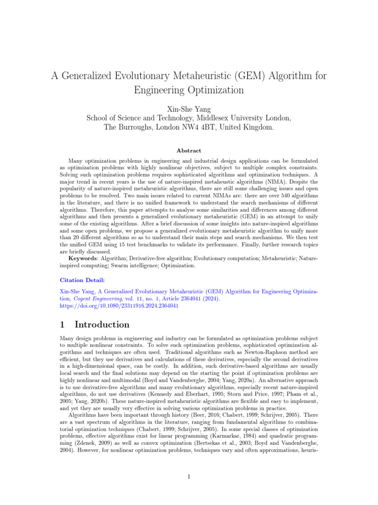 A Generalized Evolutionary Metaheuristic | PDF | Metaheuristic | Mathematical Optimization
