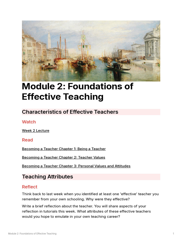 ACU Masters of Secondary Teaching Notes - Foundations of Effective ...