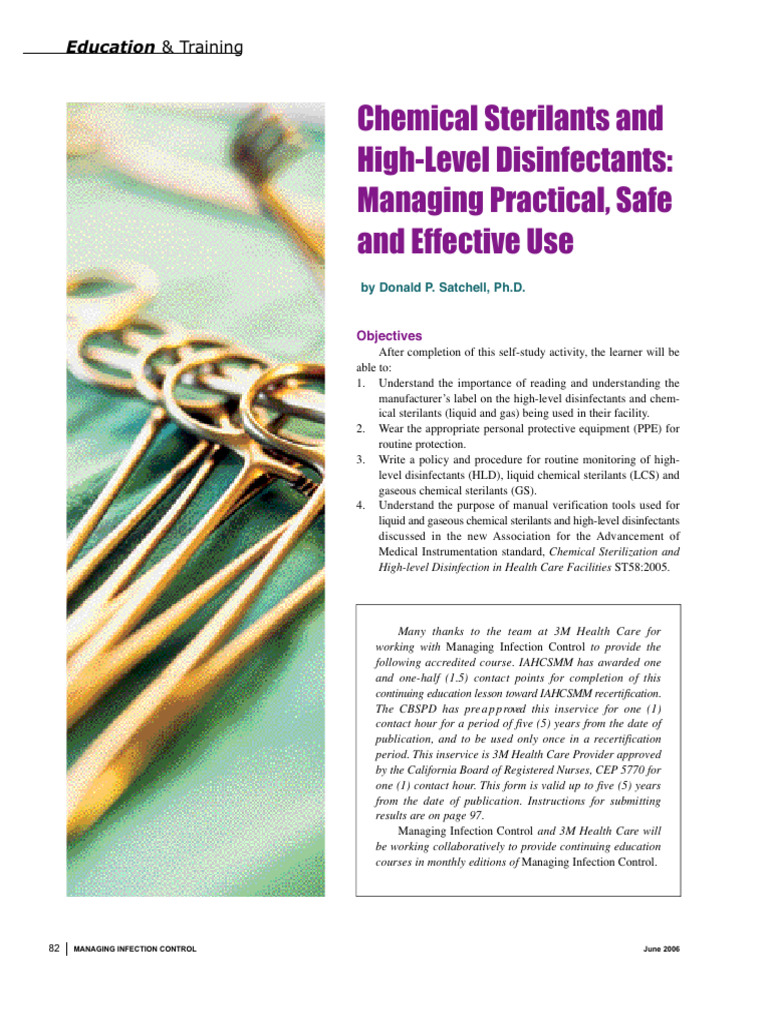 Chemical Sterilants-High Level Disinfectants | PDF | Sterilization ...