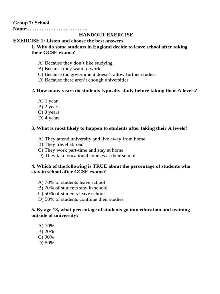 Handout Excercise | PDF