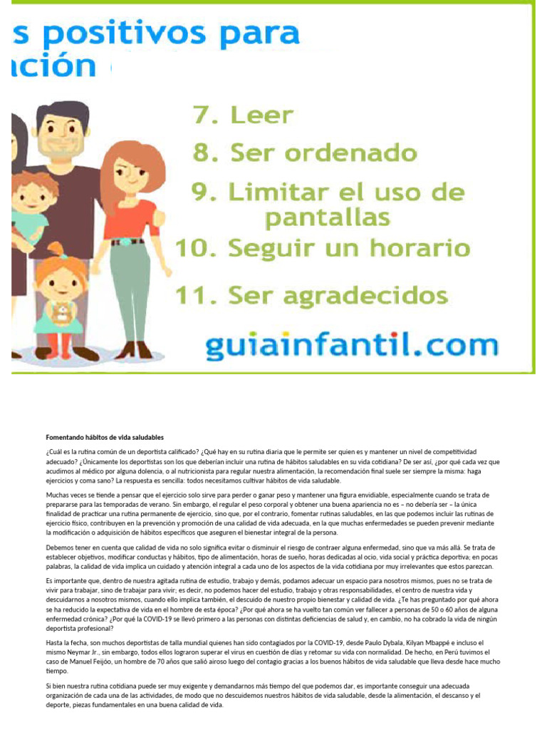 Fomentando Hábitos de Vida Saludables | PDF