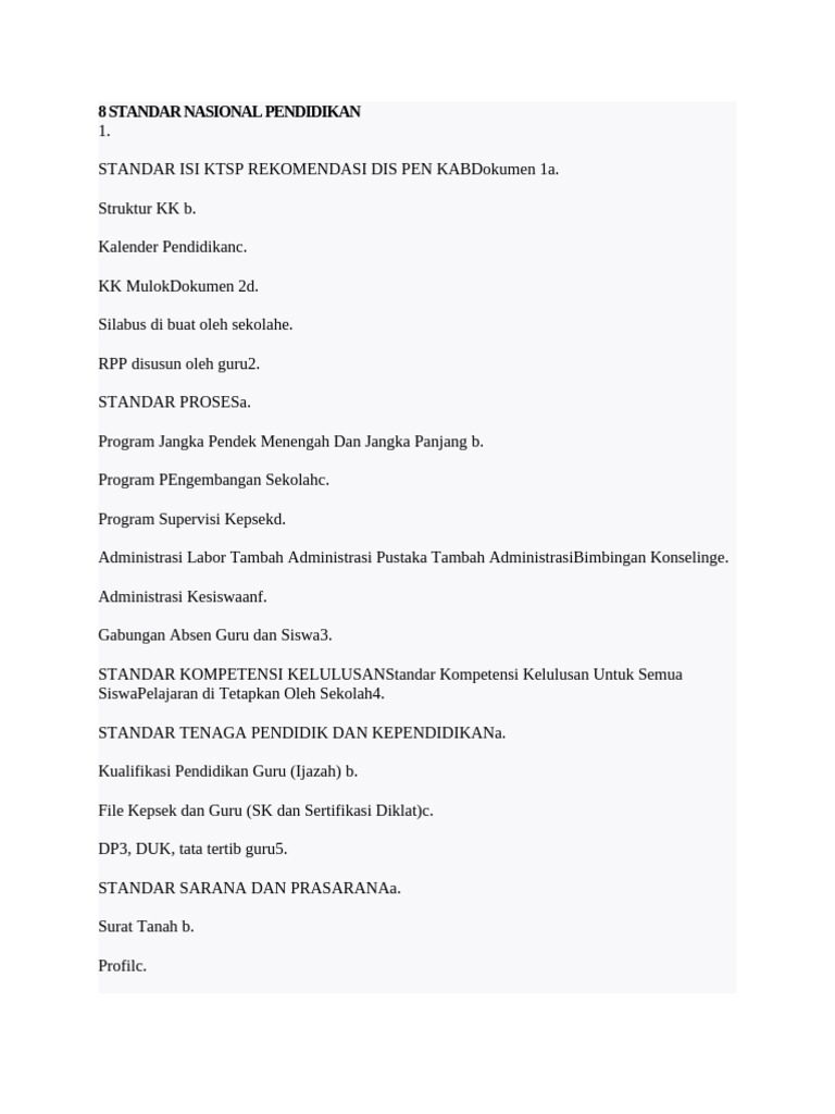 8 STANDAR NASIONAL PENDIDIKAN | PDF