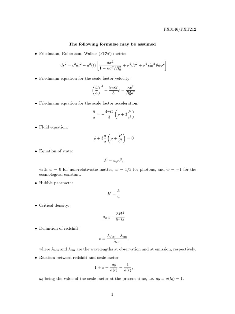 Exam Jan2019 | PDF | Redshift | Big Bang