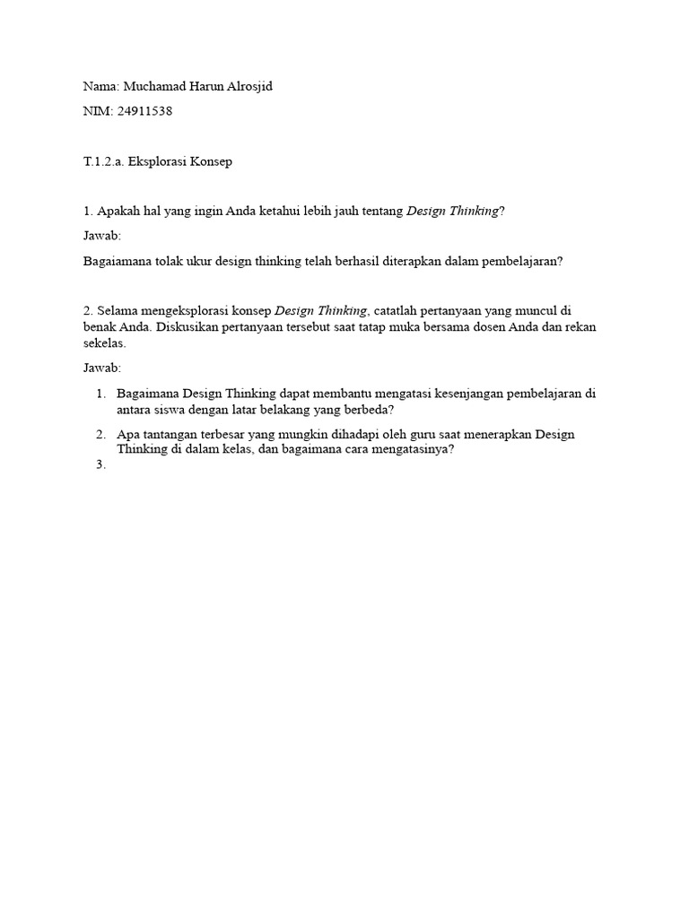 Eksplorasi Design Thinking dalam Pembelajaran | PDF