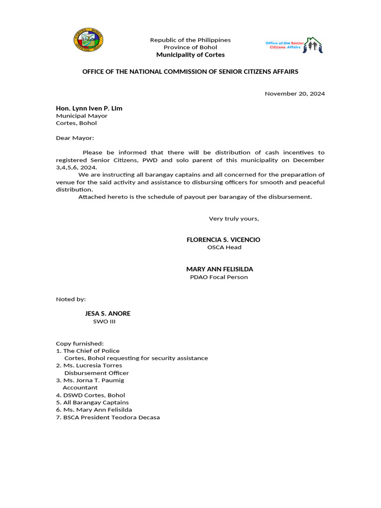 LETTER FOR SENIOR, SOLO PARENT, PWD | PDF