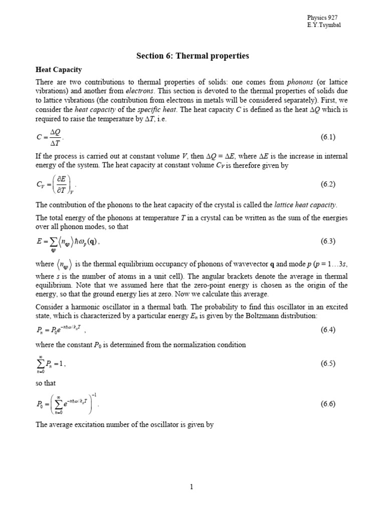 Section 06 - Thermal - Properties | PDF | Phonon | Heat