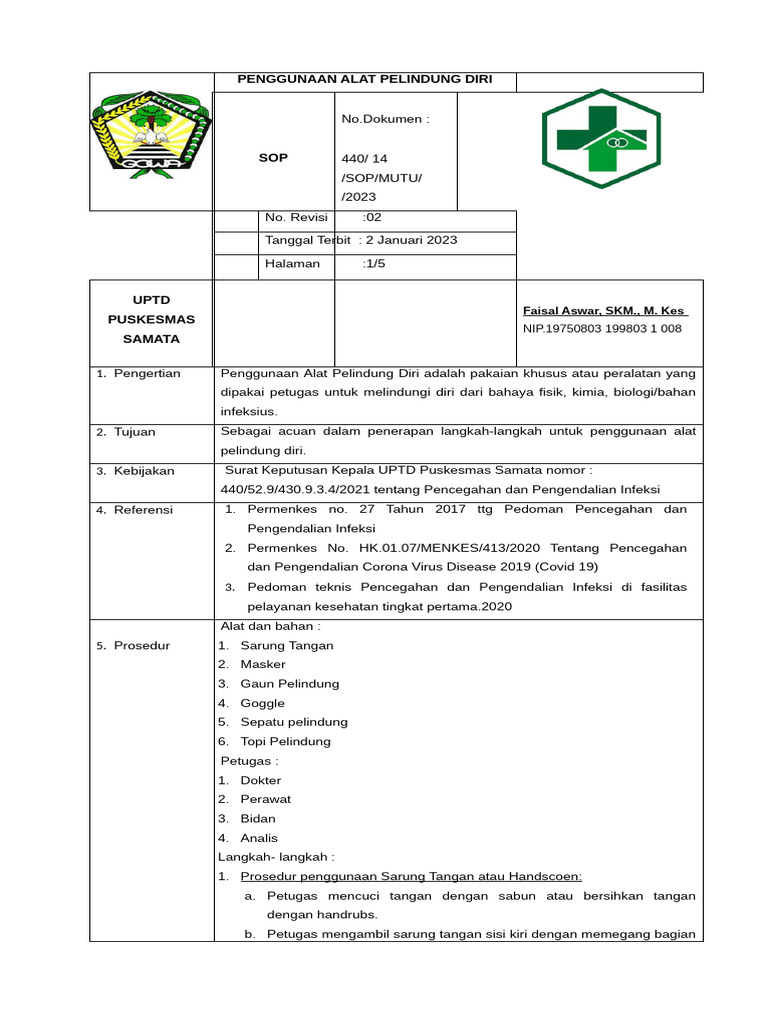 3.sop Pemasangan Apd New | PDF
