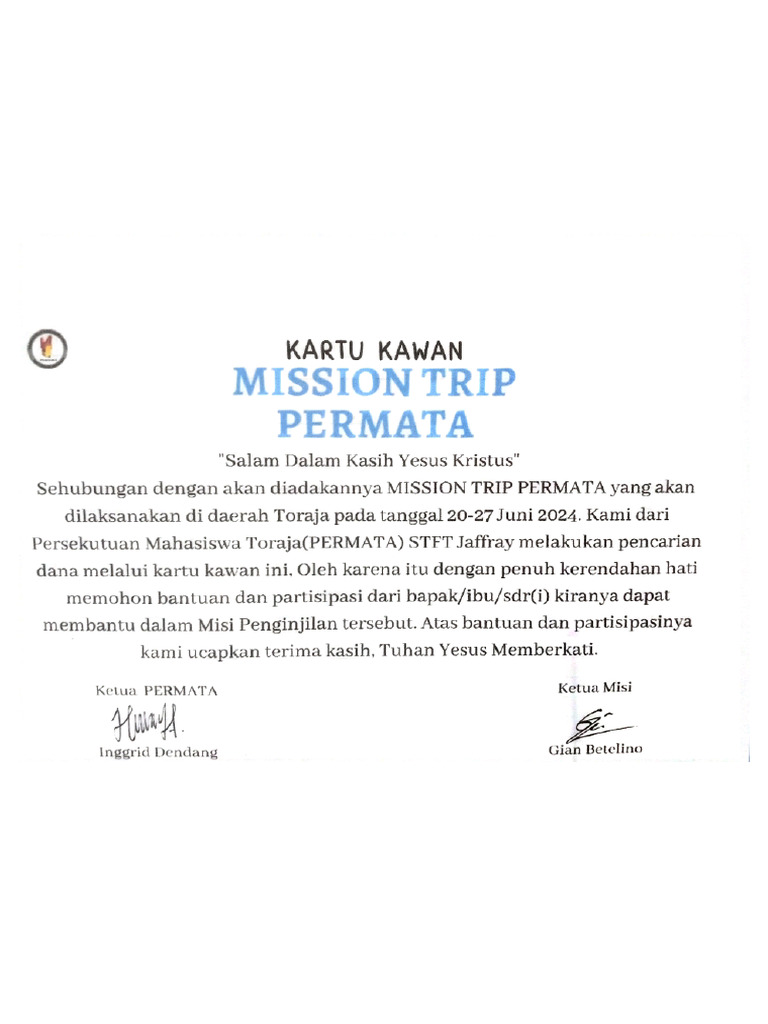 Kartu Kawan Misi Permata | PDF