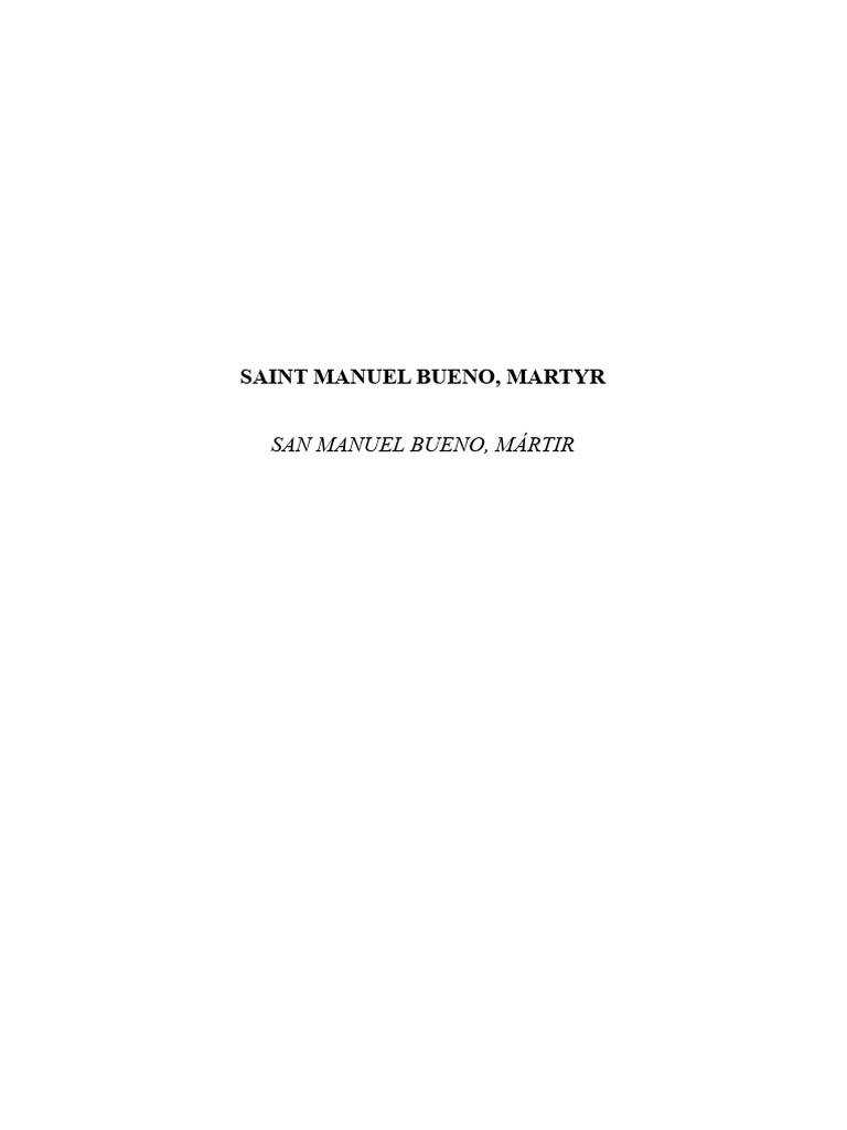 San Manuel Bueno Martir - Miguel de Unamuno | PDF | Spain