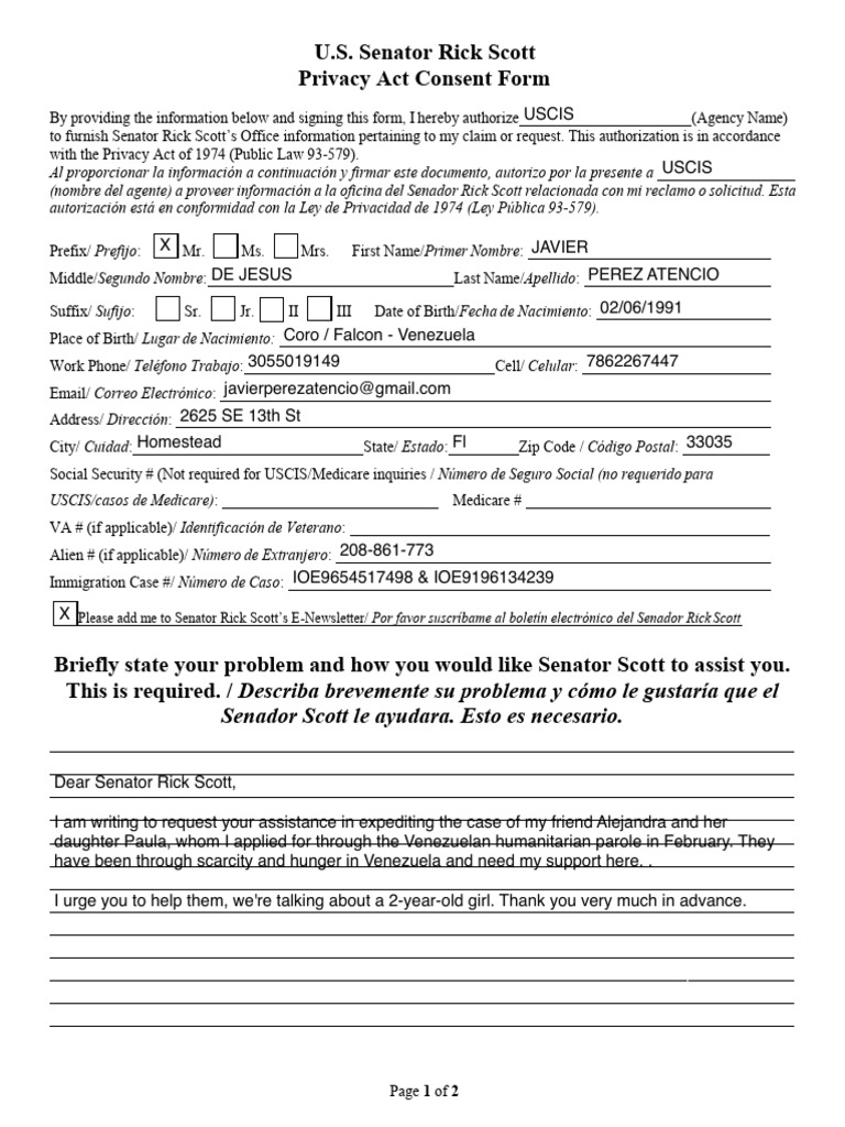 Formulario de Consentimiento de Privacidad | PDF