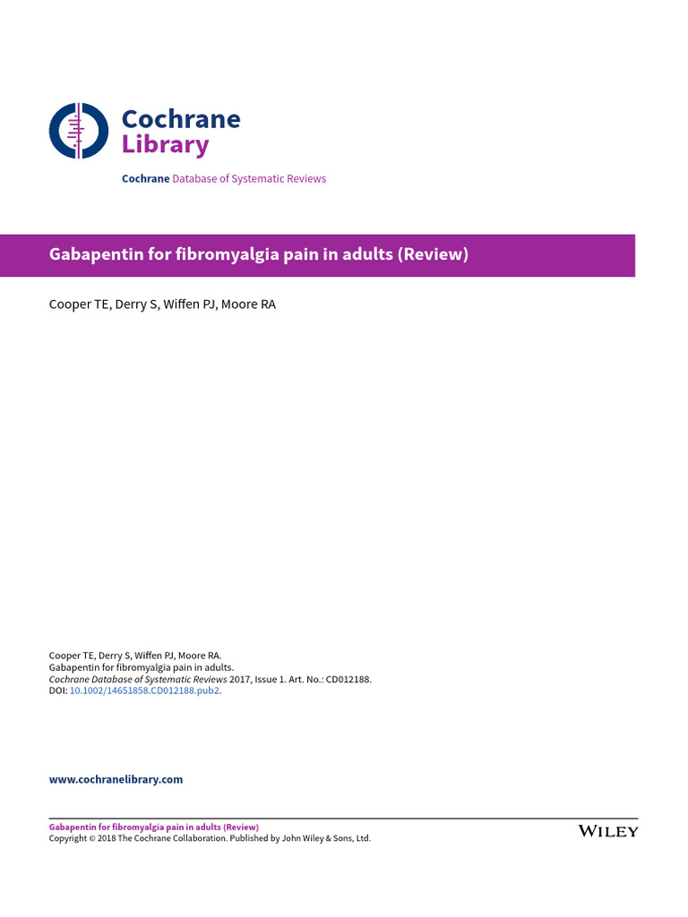 Gabapentin For Fibromyalgia Pain in Adults | PDF | Fibromyalgia ...