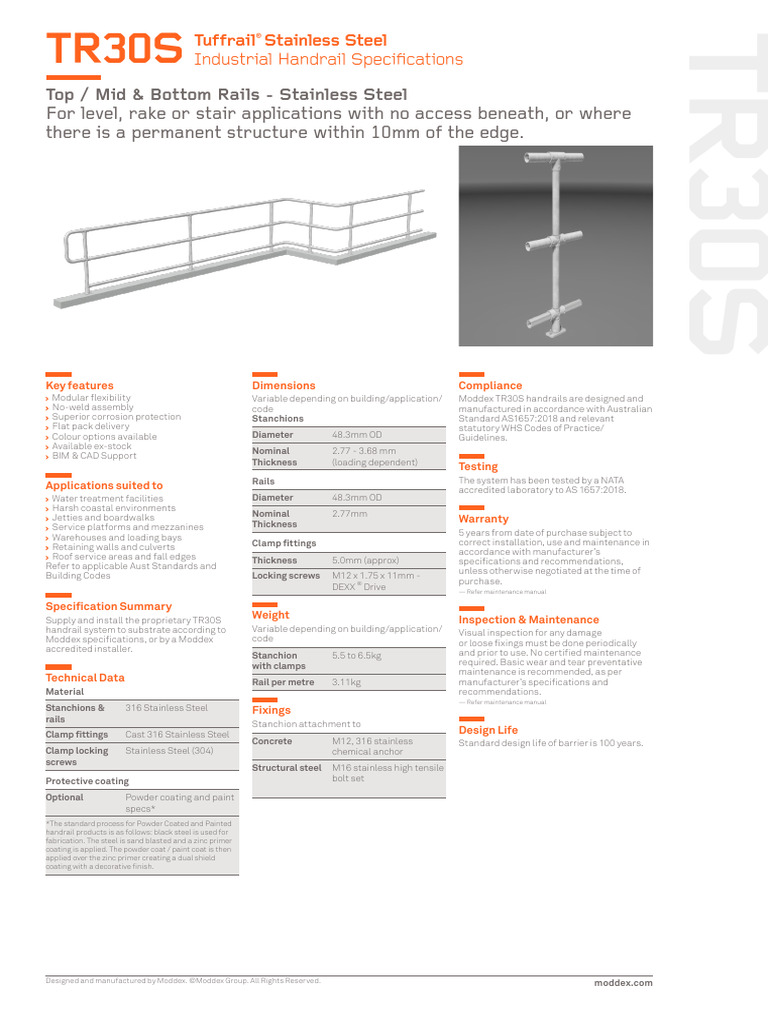 Moddex Tuffrail Handrail Specifications | PDF | Screw | Building ...
