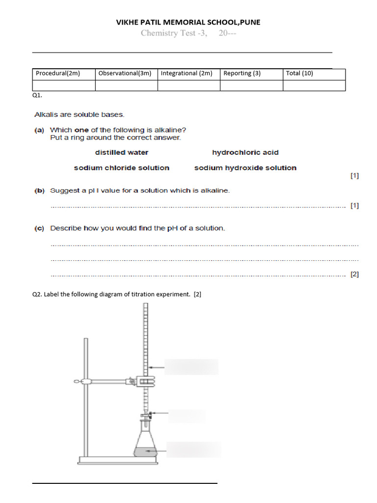 X - Div D - Science - Chemistry Test 3 | PDF