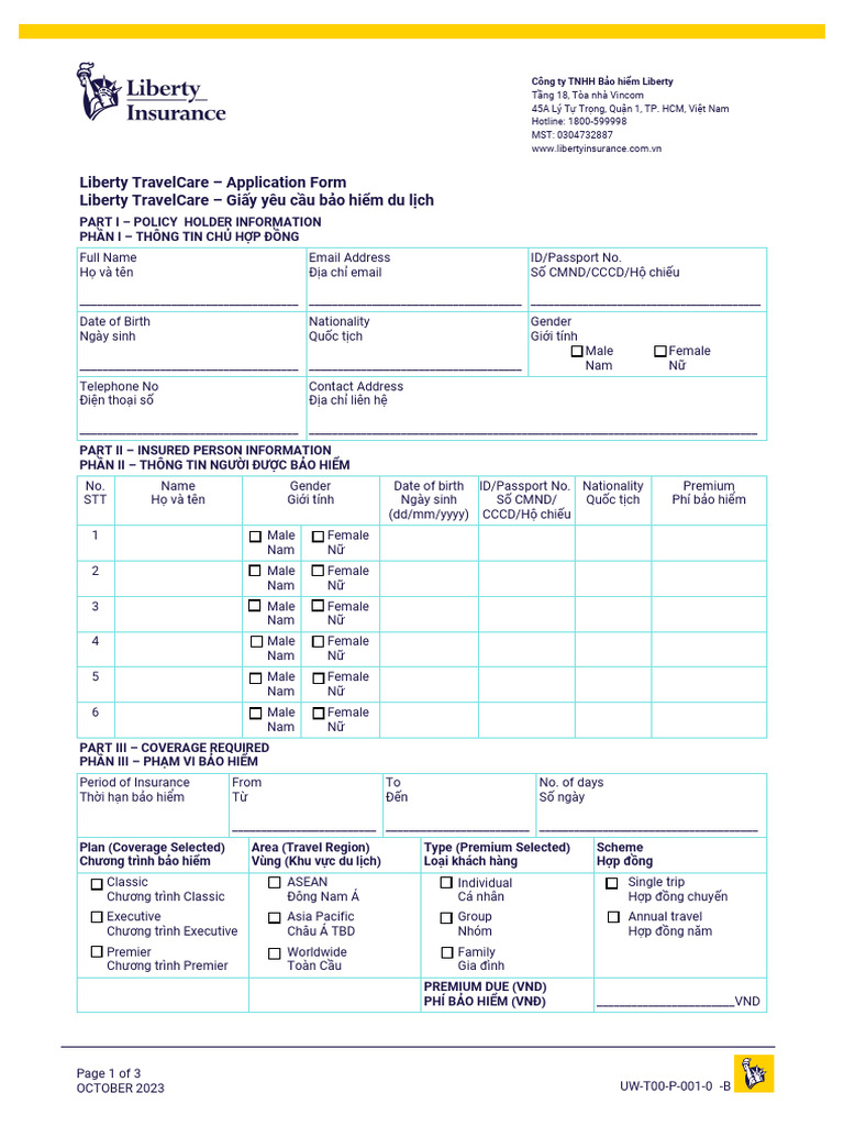 UW T00 P 001 06 B TravelCare AF Bilingual 091123 | PDF