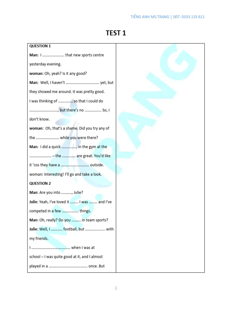 English Listening Comprehension Test | PDF