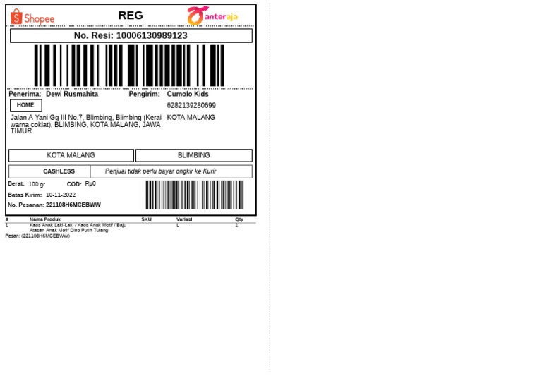 Label Pengiriman | PDF