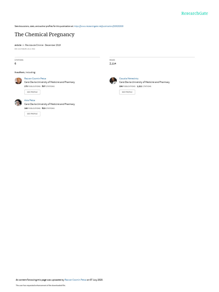 19ChemicalPregnancy_Chimia | PDF | Miscarriage | Pregnancy