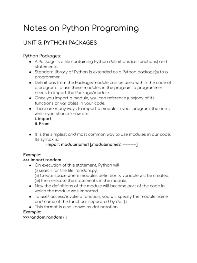 Unit 5 Notes Pdf Matrix Mathematics Python Programming Language 1084