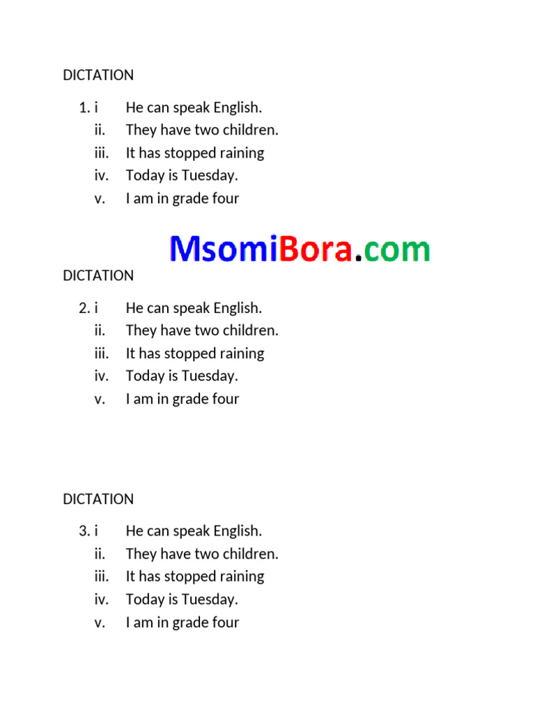 Dictation and Imla Practice | PDF