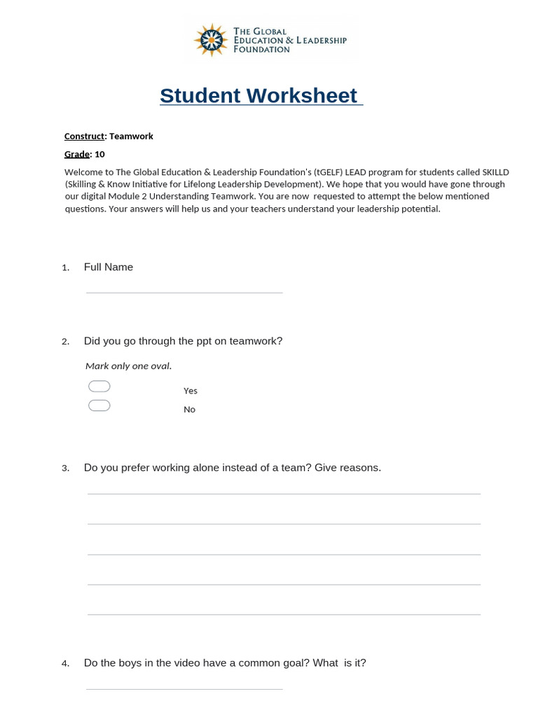Student Worksheet - Module 2 - Grade 10 | PDF