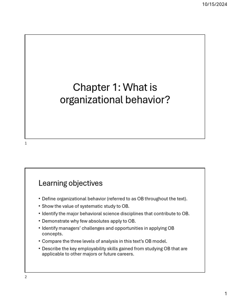 15.10.2024 Chapter 1 - Introduction | PDF | Organizational Behavior ...
