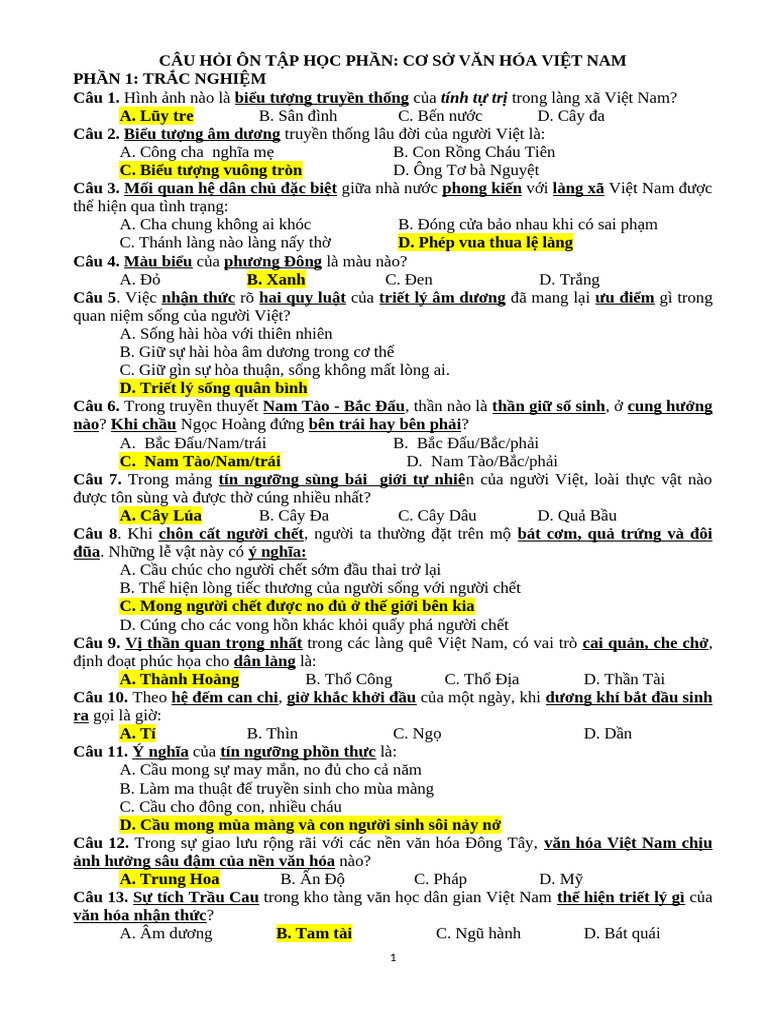 Đề Cương Csvhvn Đã Làm | PDF