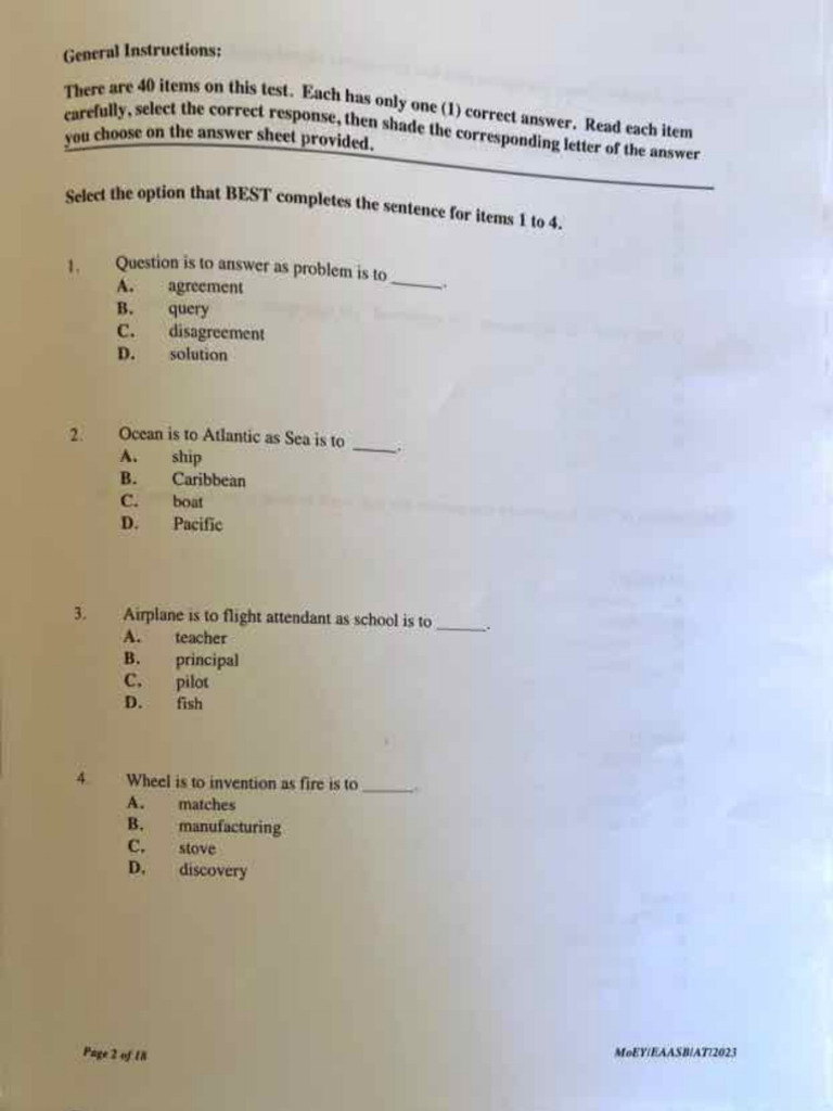 PEP Ability Test 2023 | PDF