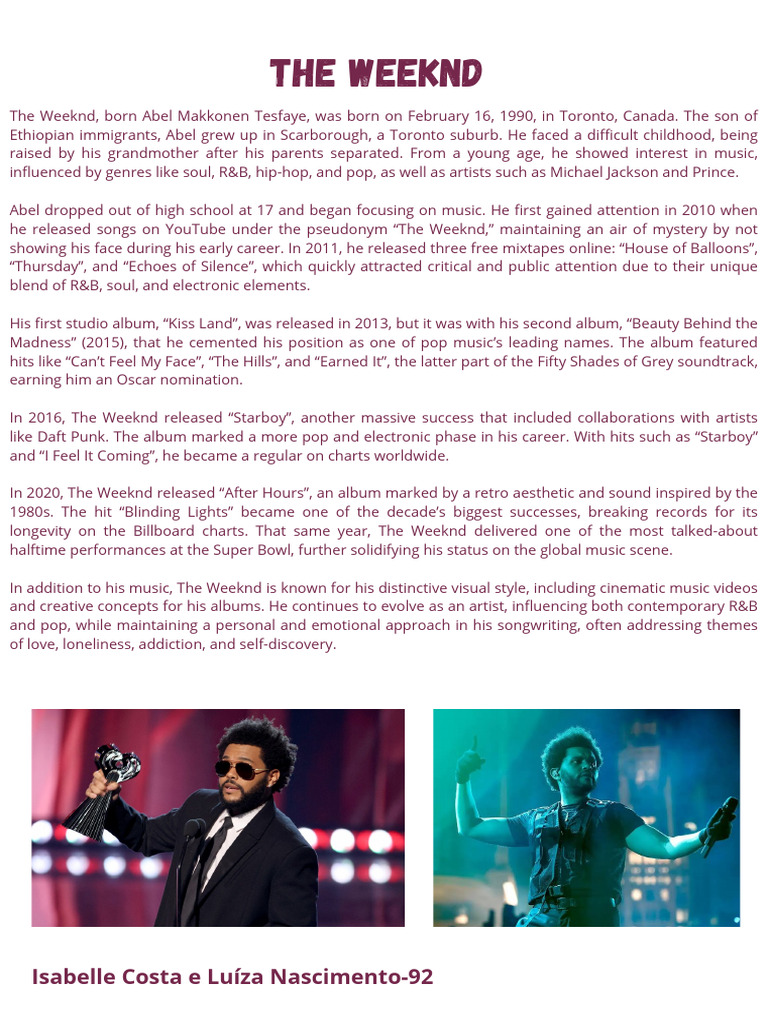 The Weeknd's Musical Journey | PDF