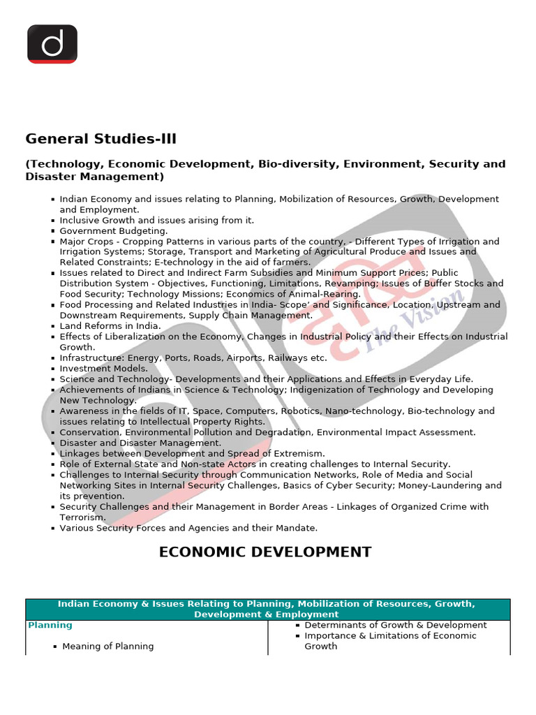 Gs3 Syllabus | PDF