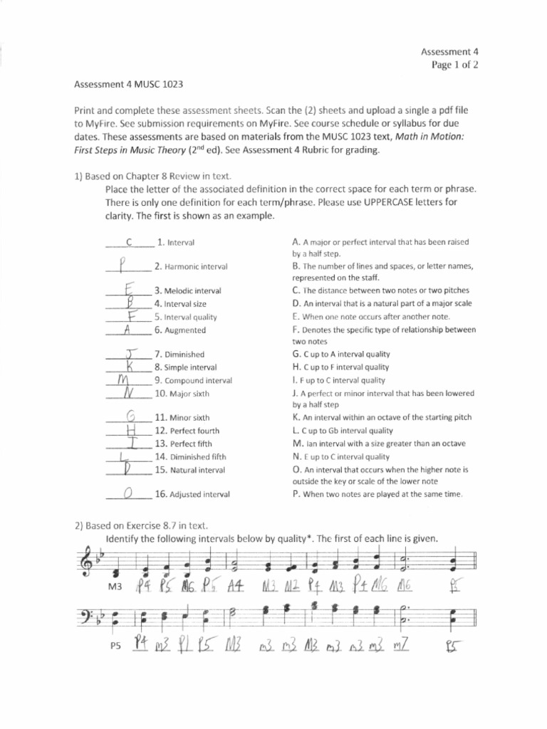 Music Theory Assessment 4 | PDF | Interval (Music) | Pitch (Music)
