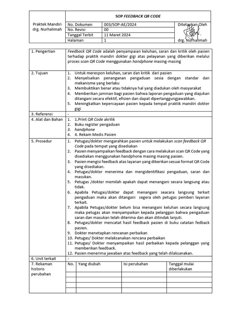 Sop QR Code Feedback | PDF