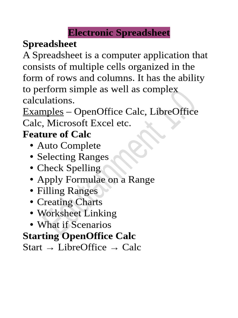 Electronic Spreadsheet 1 | PDF | Spreadsheet | Worksheet