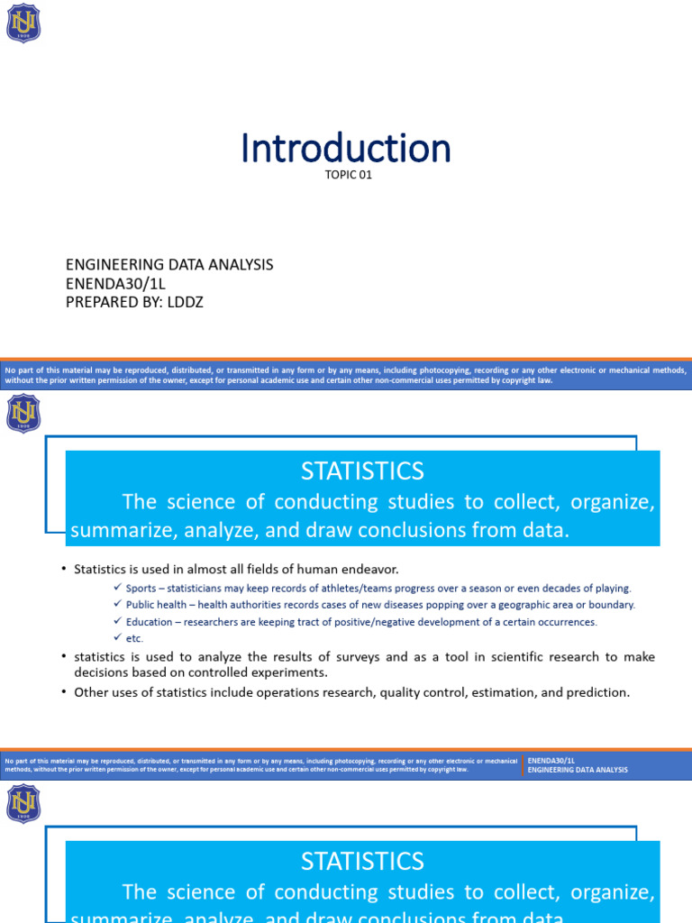 ENENDA30 - TOPIC 01 - Introduction | PDF | Statistics | Level Of Measurement