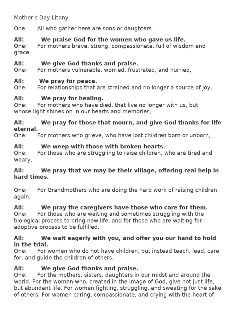Mother's Day Litany | PDF