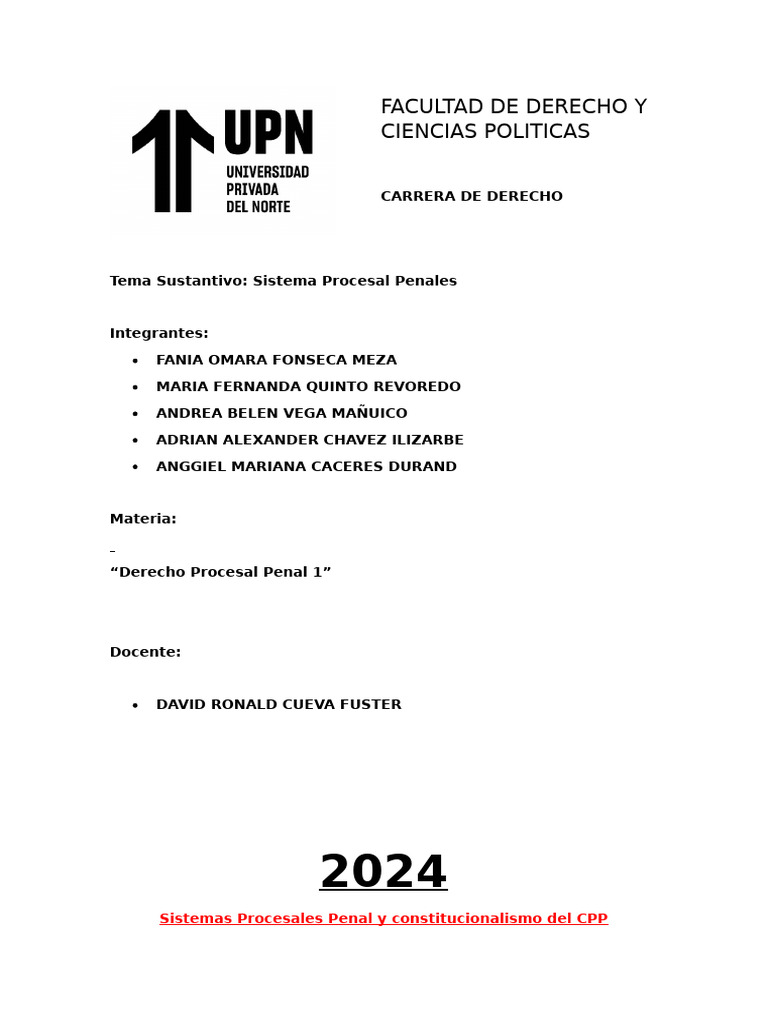 Sistemas Procesales Penal y Constitucionalismo Del CPP | PDF | Debido al proceso | Caso de ley