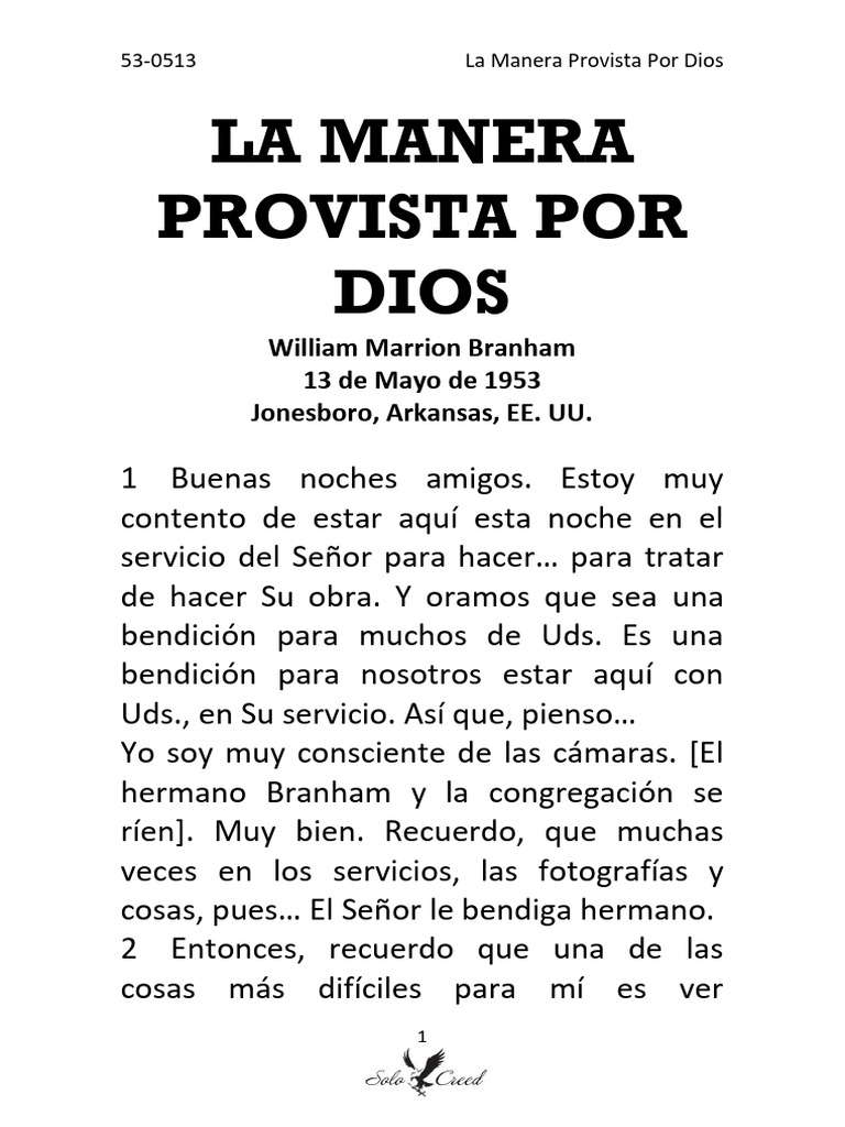 53-0513 LA MANERA PROVISTA POR DIOS HUB | PDF | Cristo (título) | Jesús
