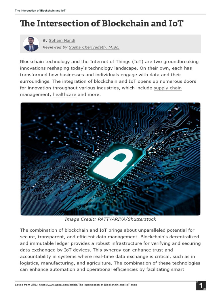 The Intersection of Blockchain and IoT | PDF | Internet Of Things | Computer Network