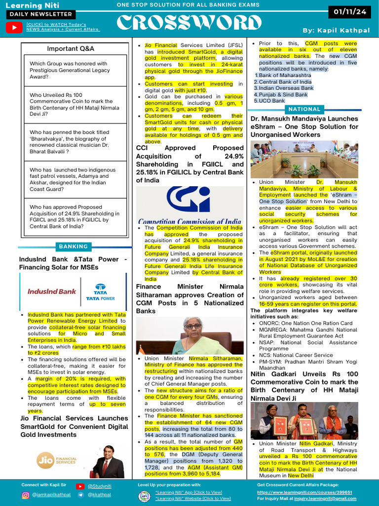 01 11 24 Daily Newsletter CROSSWORD | PDF