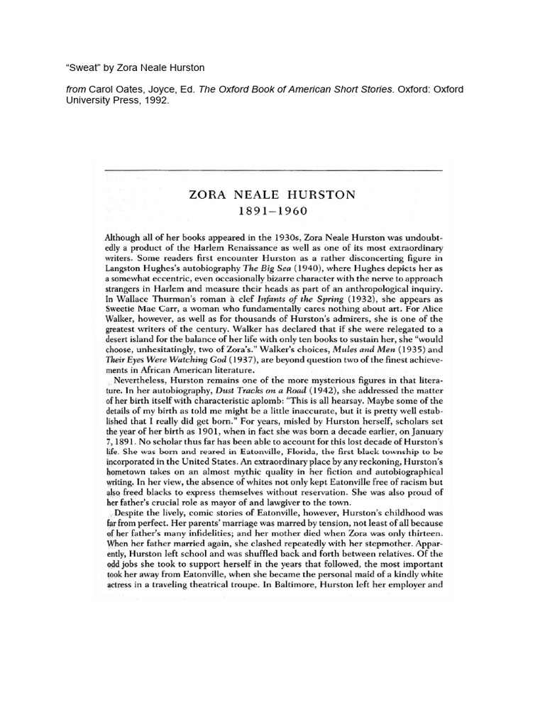 "Sweat by Zora Neale Hurston" | PDF