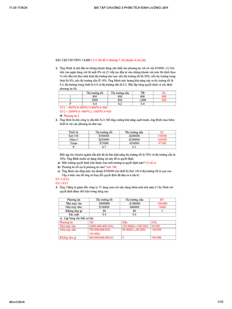 Bài Tập Chương 3 Phân Tích Định Lượng Ueh | PDF
