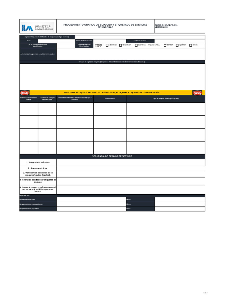 Se-Si-Fo-031 Procedimiento Grafico de Bloqueo y Etiquetado de Energias Peligrosas | PDF
