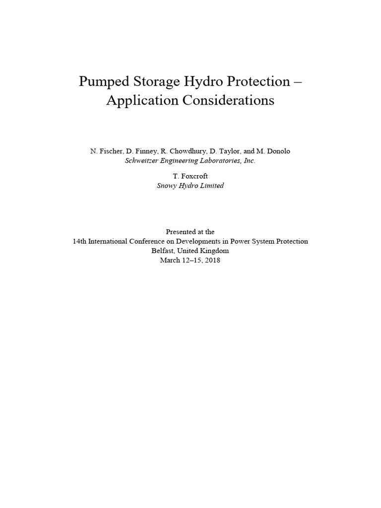 Pumped Storage Hydro Protection Insights | PDF | Electric Motor | Switch