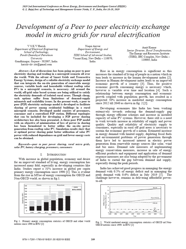 Development of A Peer To Peer Electricity Exchange Model in Micro Grids For Rural ...
