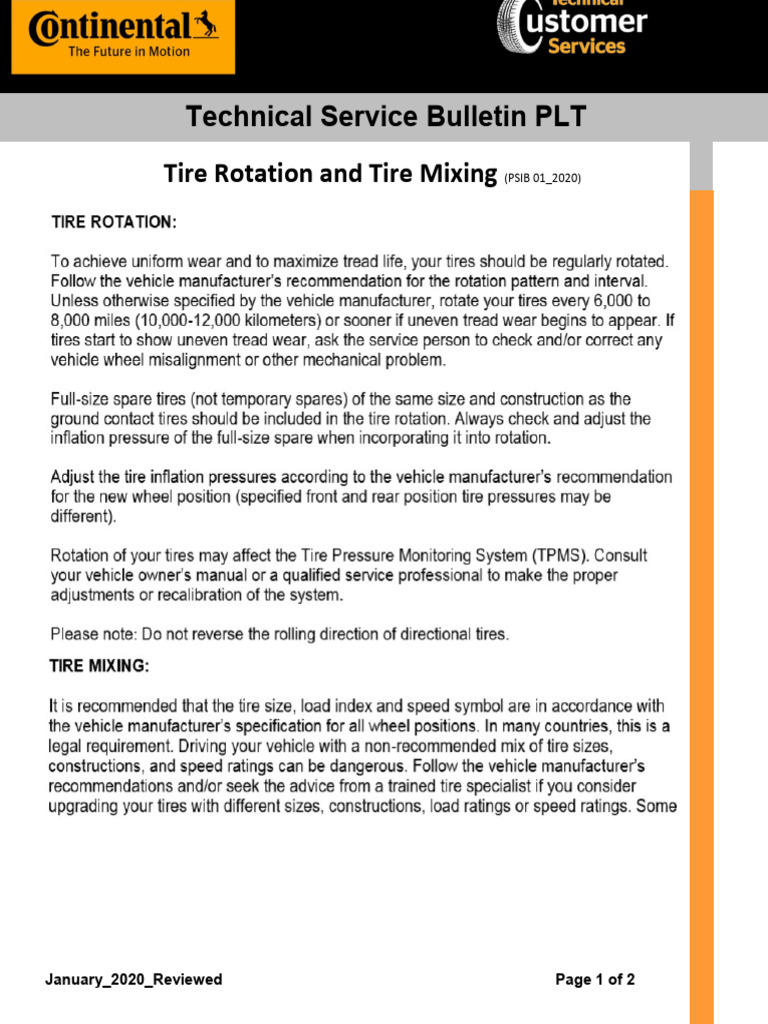 Tire Rotation Guidelines and Chart | PDF