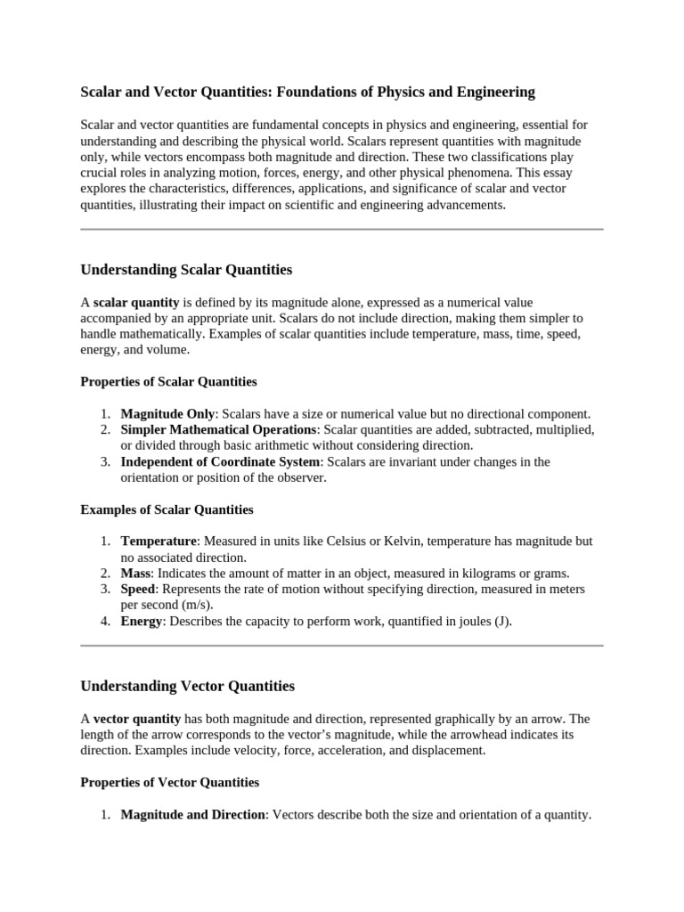 Scalar and Vector Quantities | PDF | Euclidean Vector | Quantity