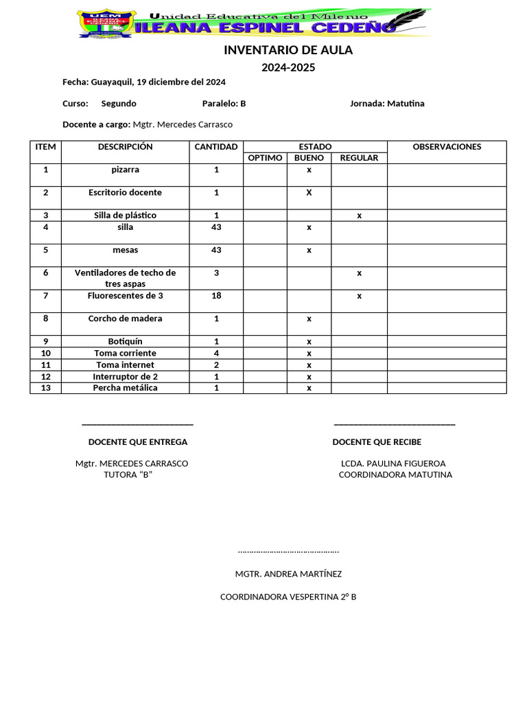 INVENTARIO 2° B MATUTINA | PDF