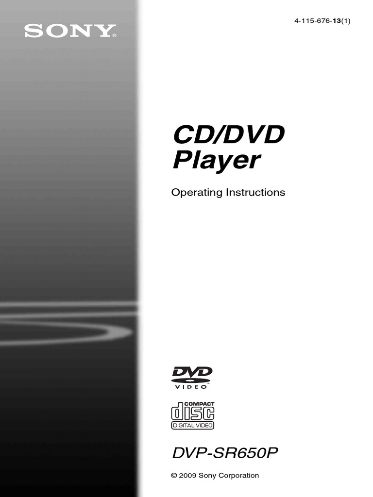 Sony DVP-SR650P DVD Player Manual | PDF | Video | Television