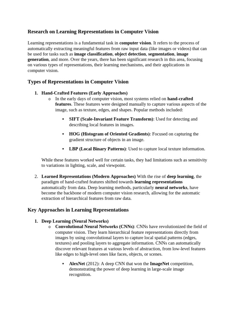 Research on Learning Representations in Computer Vision | PDF | Computer Vision | Image Segmentation