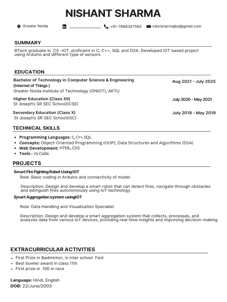 BTech Graduate in AI & IoT Projects | PDF